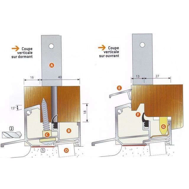 Seuil de porte-fenêtre bois ISOL56T BILCOCQ - Brut - Joint sur dormant ...