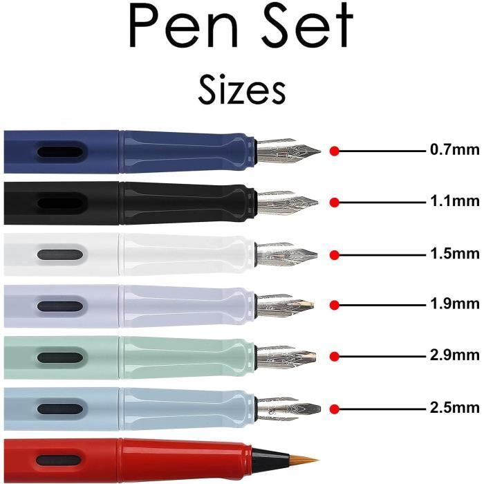 Lot de 7 stylos à plume de calligraphie avec différentes pointes et 40 ...