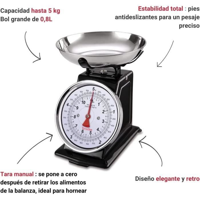 Balance De Cuisine Vintage - Tare Manuelle, Grand Cadran Et Bol 1L ...