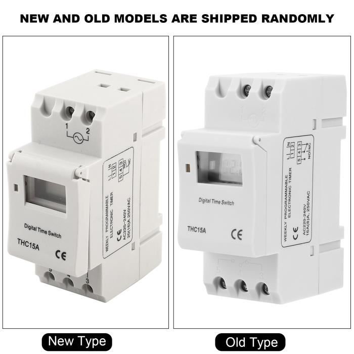 Minuterie électronique - QQMORA - THC15A - Programmable 7 jours - Rail ...
