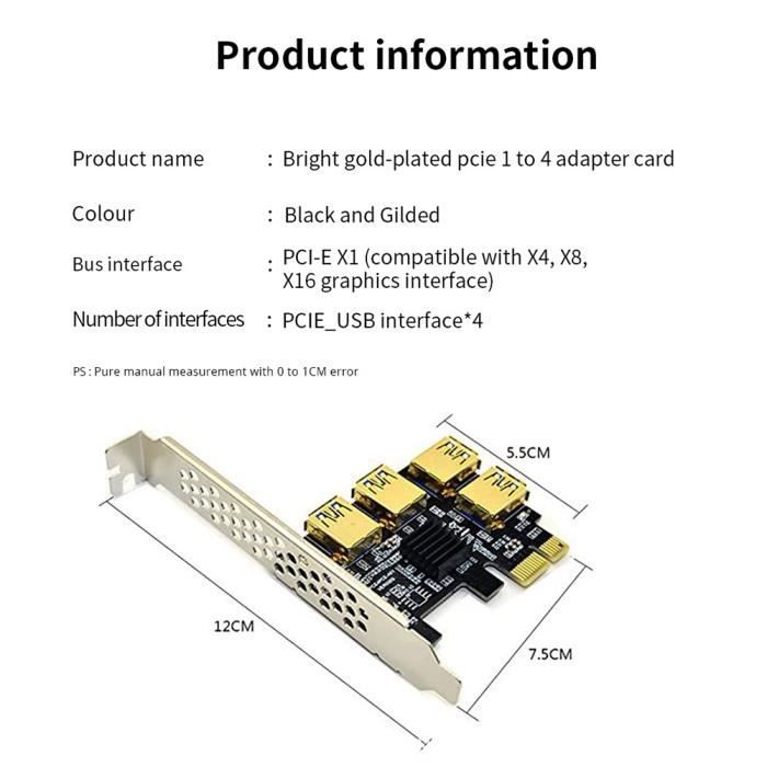 Multiplicateur Pci Express Pcie 1X à 4 USB 3.0 Carte D'Extension Pci 1 ...