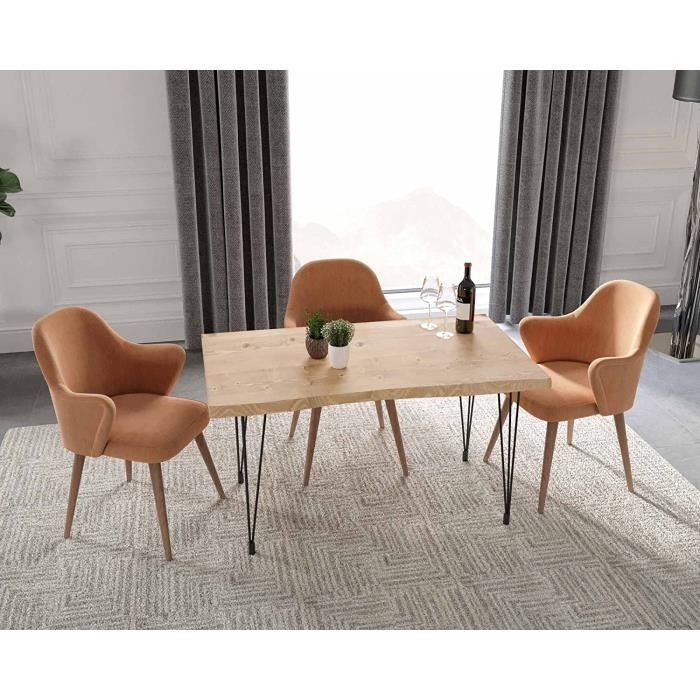 Berne Table à Manger Moderne avec Plateau en Bois Massif Brut d'Epicéa ...