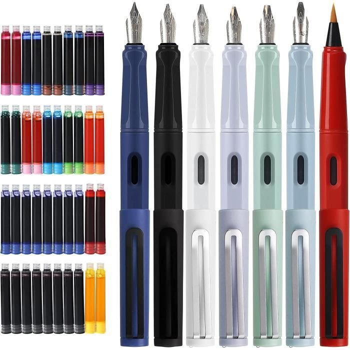 Lot de 7 stylos à plume de calligraphie avec différentes pointes et 40 ...