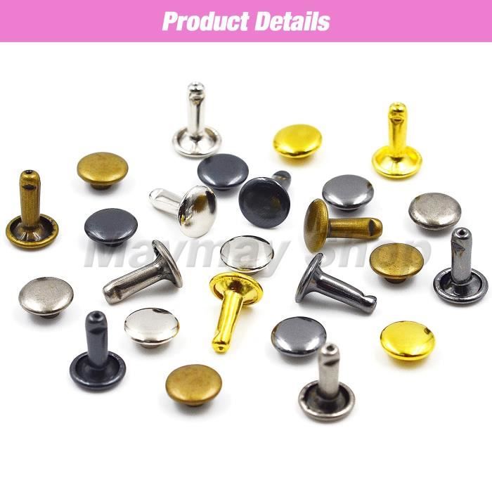 RIVET,15x7mm-Black Nickel--Rivets à Double capuchon en métal, clou rond ...
