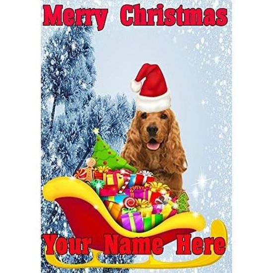 Carte De Noël Humoristique Avec Cocker Anglais Et Son Traîneau Du Père ...