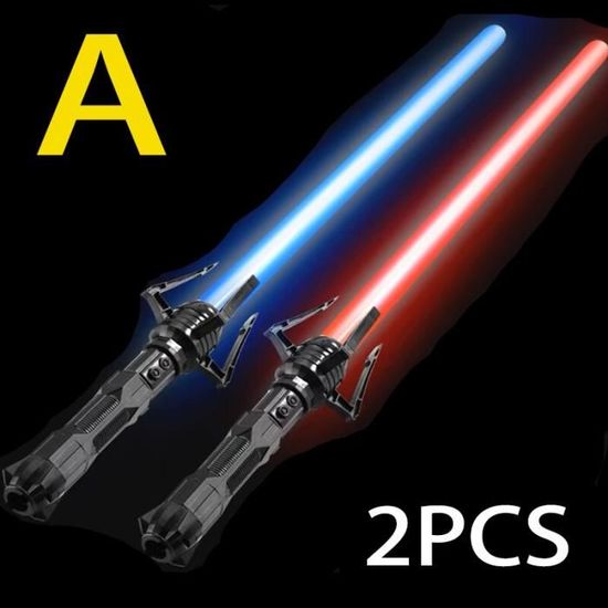 Épée laser rétractable pour enfants, épée double rouge et bleue, sabre ...