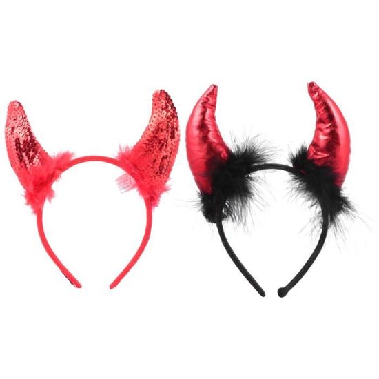 2 pièces thème diable cornes bandeaux Costume de paillettes bandeau ...