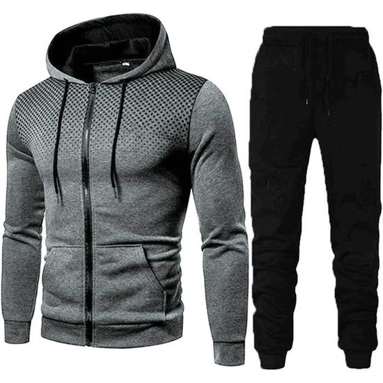 Vêtement De Sport Homme Survetement 2 Pièces Ensemble Jogging Sweats À Capuche Manches Longues ...