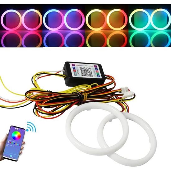 Angel Eyes Halo Anneaux Lumières En Coton 12V 70Mm Rgb Led Universel ...