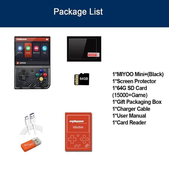 64g noir - Console de jeu portable Mini Plus, console de jeu rétro ...