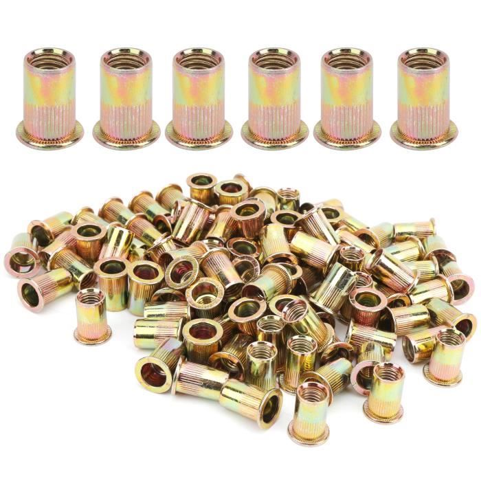 Akozon écrou de rivet fileté 100 pièces écrou à rivet tête plate écrou ...