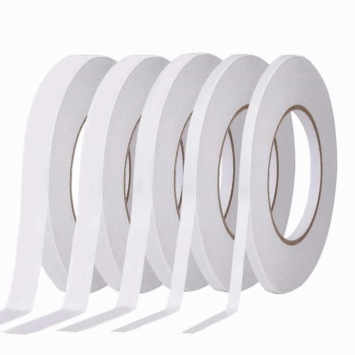 Ruban adhésif Double Face 5 rouleaux Blanc Forte Bande Collante Double ...