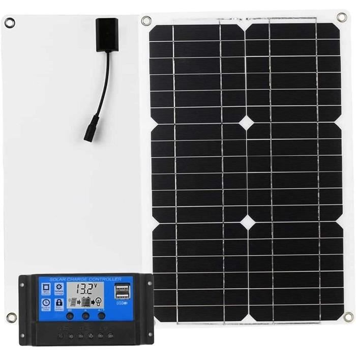 20W Flexible Système Solaire Kit, 12V Panneau Solaire Imperméable Photovoltaïque Chargeur ...