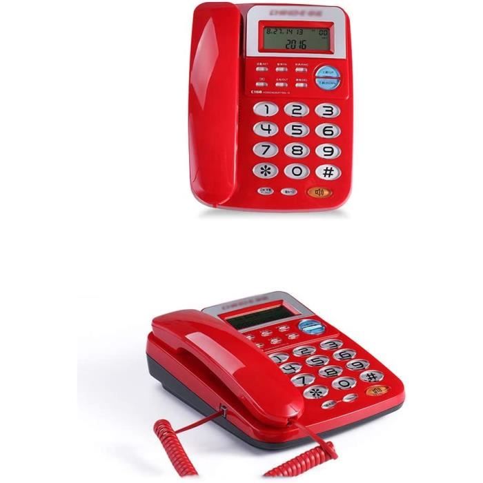 Téléphone Fixe, Téléphone avec Fil pour Personnes Âgées, Fonction Mains ...