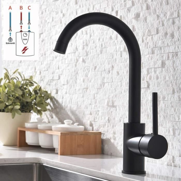 GD Mitigeur Lavabo Noir Robinet de Cuisine a Basse Pression [410] - Cdiscount Bricolage