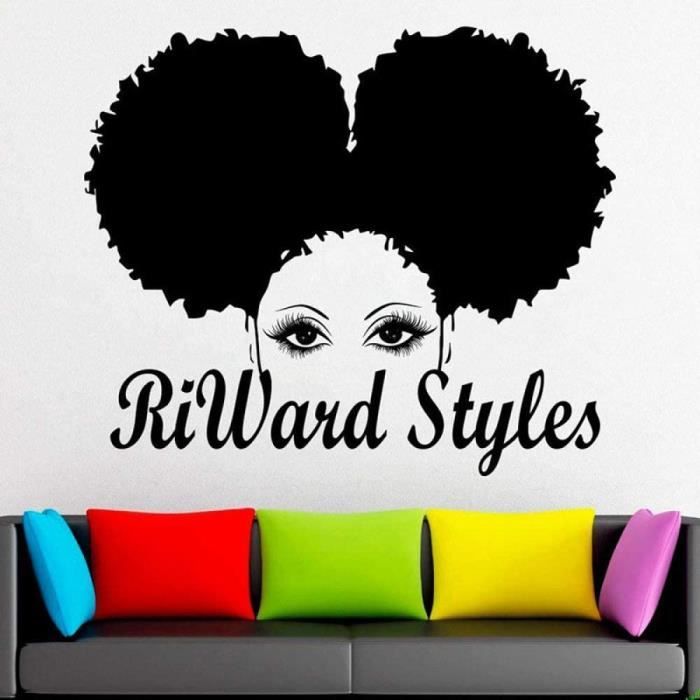 Style Africain Sticker Mural Salon De Beauté Logo Fenêtre Autocollant ...