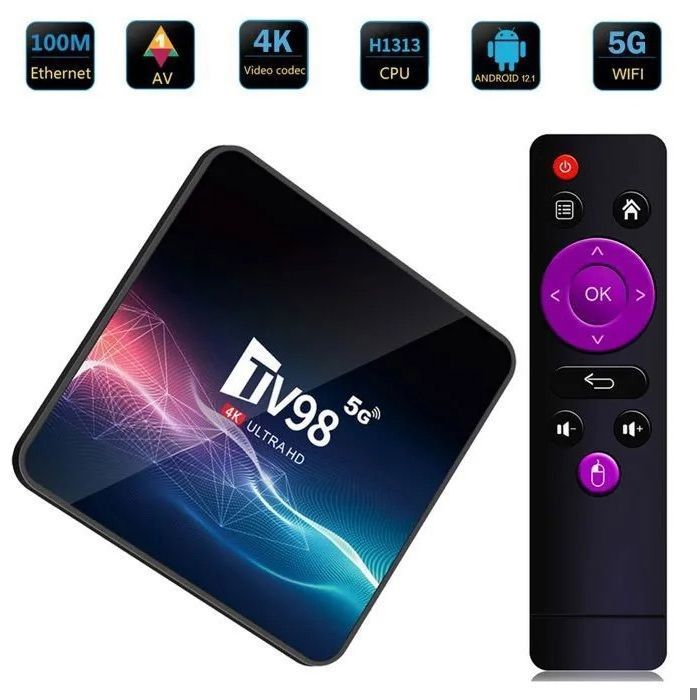 TV98 Android TV Box Android 12.1 H313 4K 60FPS HDR10 Quad Core 2G + 16G ...