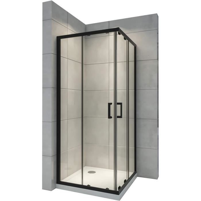 Cabine de douche 90 x 90 cm H 190 cm porte coulissante verre transparent - Cdiscount Bricolage