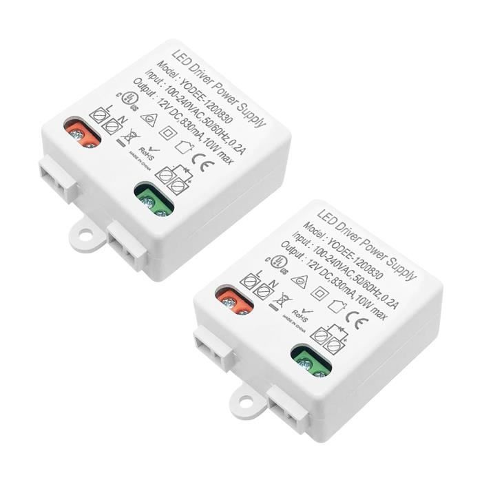 2Pcs Mini Transformateur Led 12V-Dc 10W, Convertisseur De Tension Bas ...
