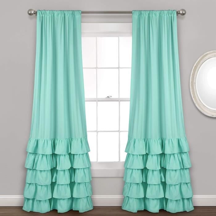 Allison Paire De Rideaux De Fenêtre À Volants Turquoise 213,4 X 101,6 ...