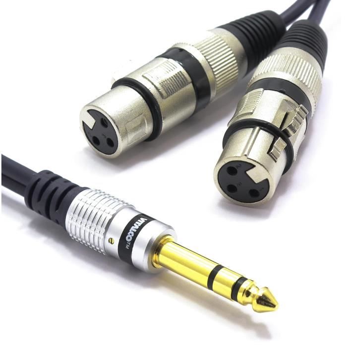 Câble Double Xlr Femalle Vers Jack 6.35Mm Stéréo 3M Audio Mâle Jack 6. ...