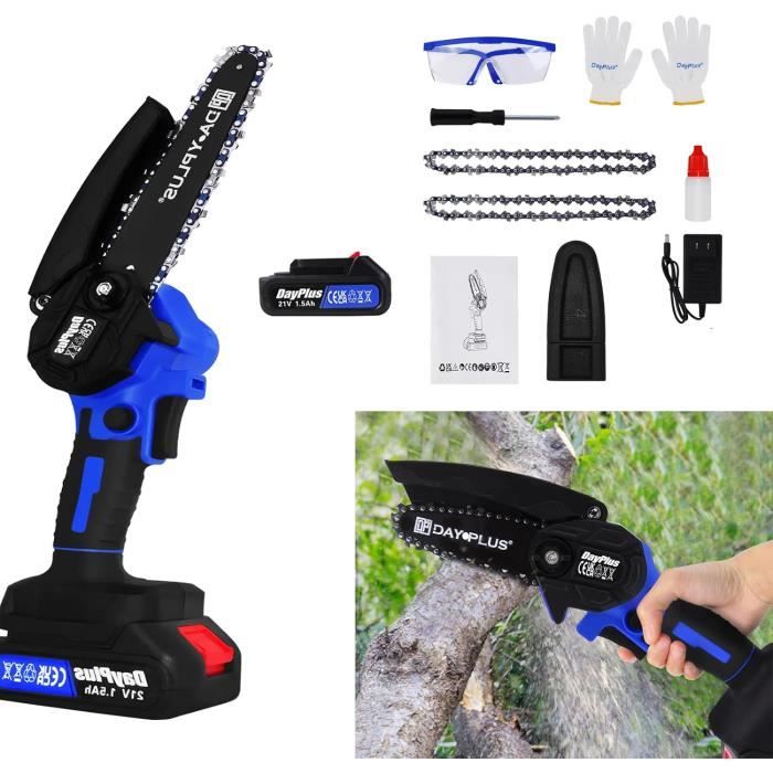 Tronçonneuse Électrique sans Fil Brushless 21V MAX Mini Tronçonneuses à ...