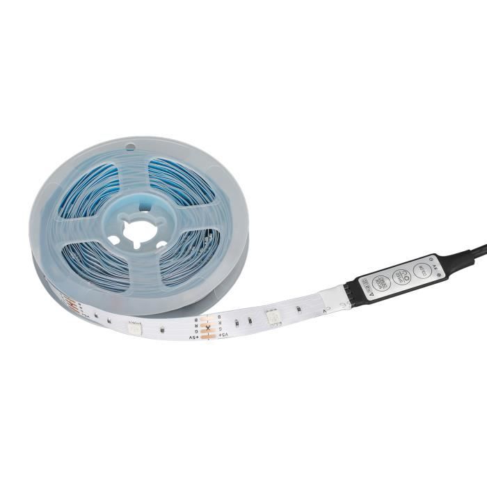 Lumières De Bande Led Rvb Bande Lumineuse Led Rvb Commande Par Bouton Lumières Led 5V Avec 3 ...
