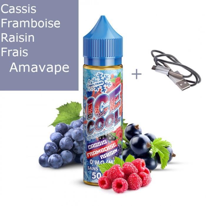Ice Cool - Cassis Framboise Raisin 50ml + cable USB - AMAVAPE ...