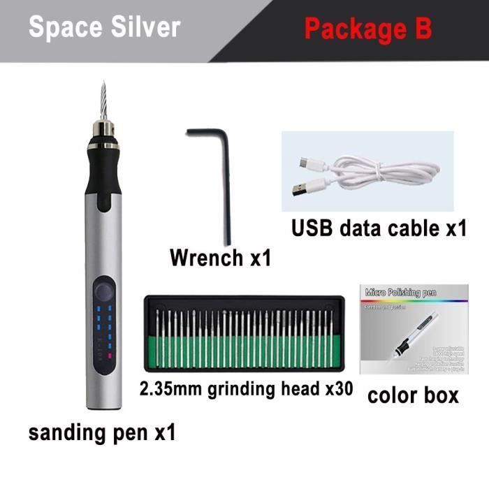 Mini broyeur lectrique sans fil stylo graver avec batterie outils rotatifs sans fil Micro ...