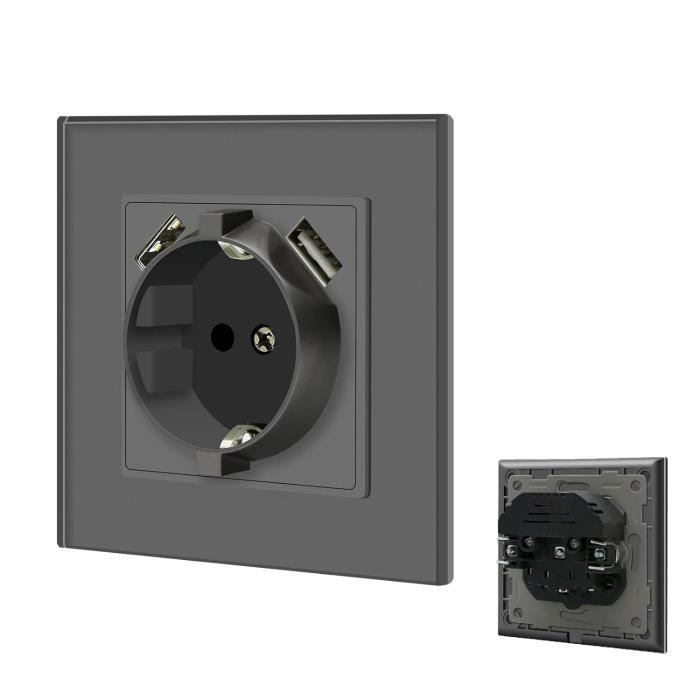 Prise Schuko Avec Usb 16 A Avec Borne Enfichable, Prise Encastrée Avec Double Usb 3,1 A, 86 Mm ...