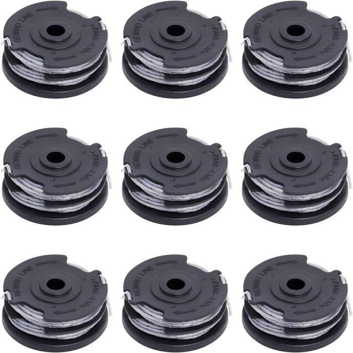 Lot de 9 bobines et fil pour débroussailleuse Greenworks G40LT-G40LTK2-G40LTK2x-210150, bobines ...