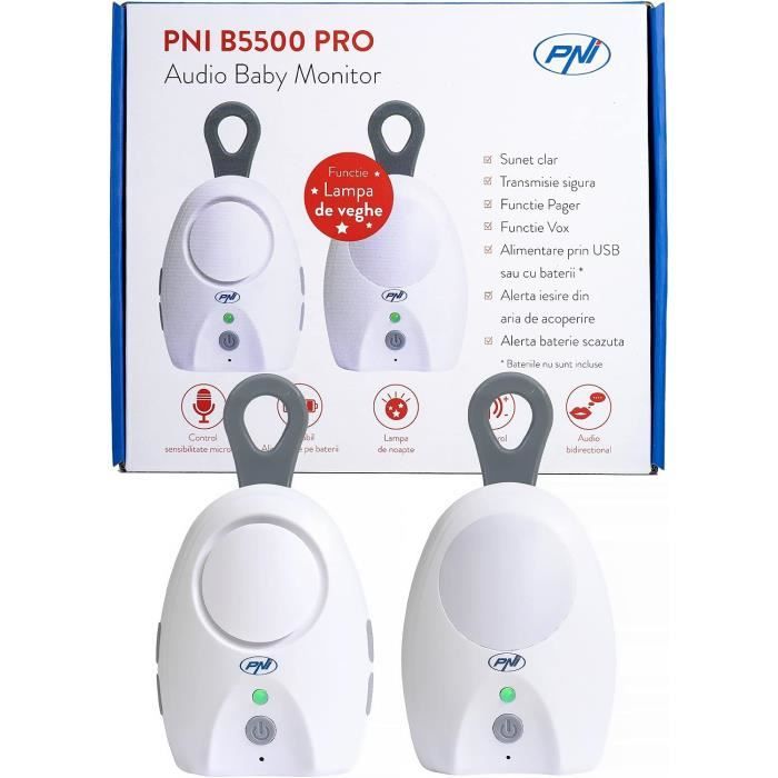 PNI Audio Baby Monitor B5500 Pro sans Fil, interphone, avec veilleuse, Fonction Vox et Pager ...