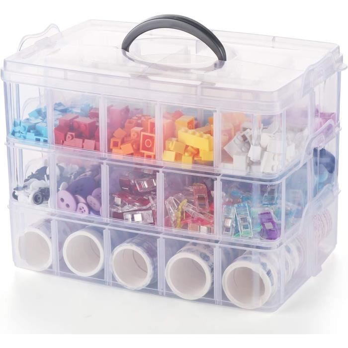 Anstore Boite de Rangement 3 étages Empilable en Plastique Transparent ...