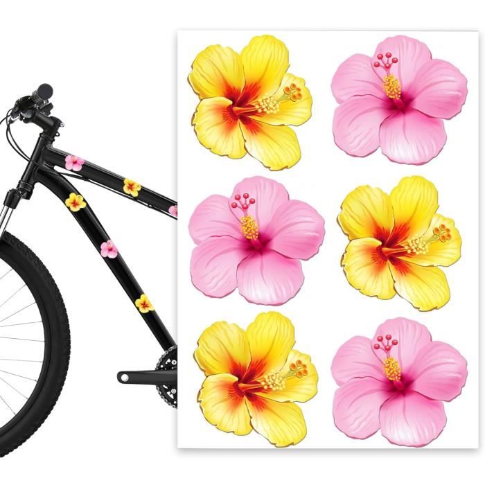 6 X Stickers Vinyle Hibiscus Jaune Rose Fleur Mur Fenêtre Décoration ...
