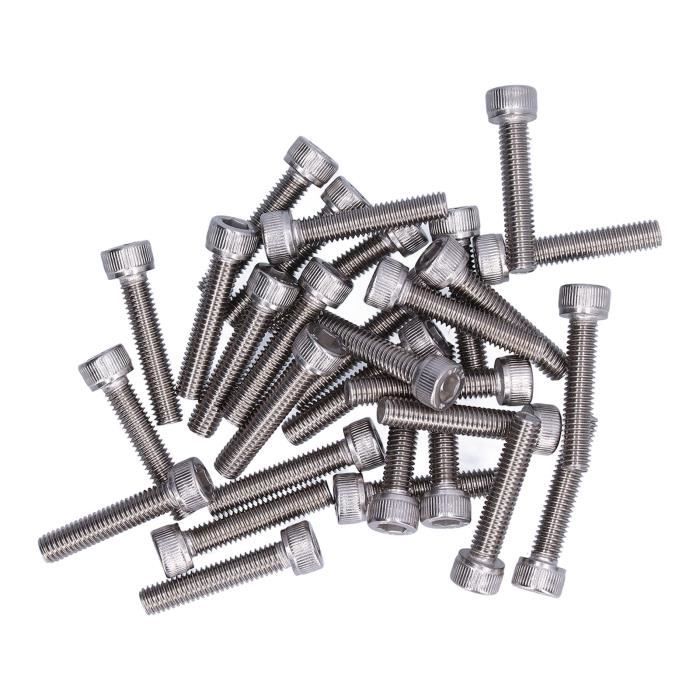 YOSOO vis à six pans creux 30 pièces boulons à vis M6 304 en acier inoxydable A2-70 ensemble de ...