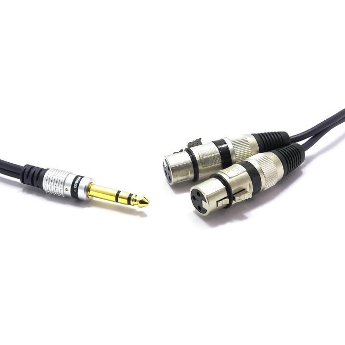 Câble Double Xlr Femalle Vers Jack 6.35Mm Stéréo 3M Audio Mâle Jack 6. ...