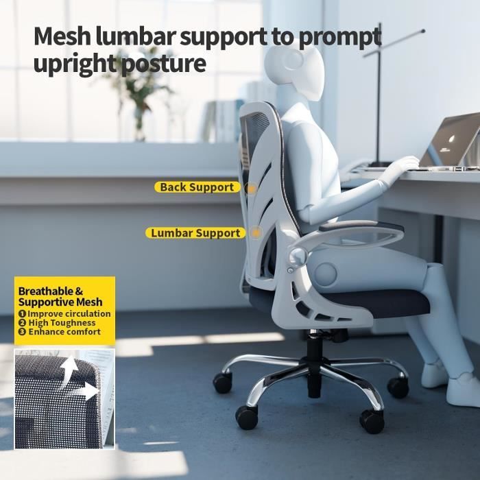 Chaise de Bureau avec Dossier Pliable,Fauteuil Ergonomique pour ...