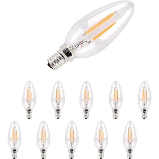 Metrix Lot De 10 Ampoules Led E14 À Filament 4 W 440 Lm Blanc Chaud 3000 K Remplace 40 W[u8337 ...