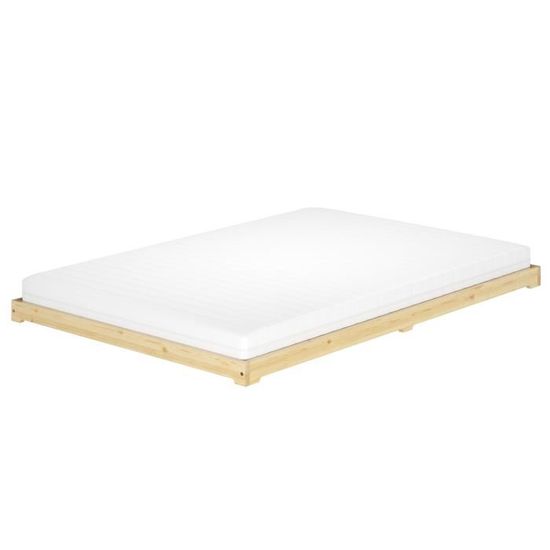 Lit en pin très bas, base idéale pour combiner avec futon, surface ...