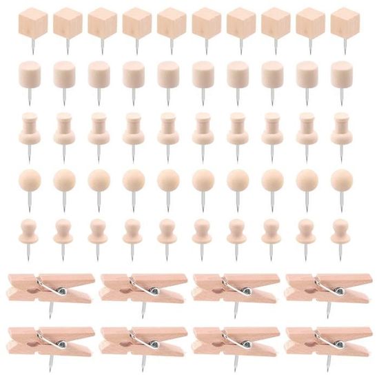 Kit D'Assortiment de Punaises en Bois avec Clips, Punaises à TêTe en ...