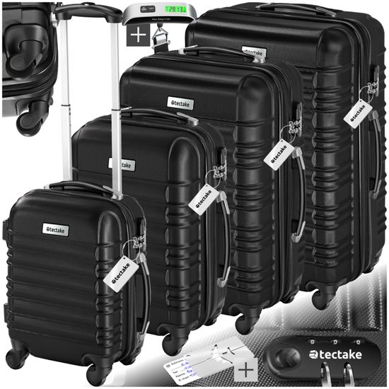 SET DE VALISES - TECTAKE - Set de valises rigides MILA 4 pièces pèse-bagages Grande résistance ...