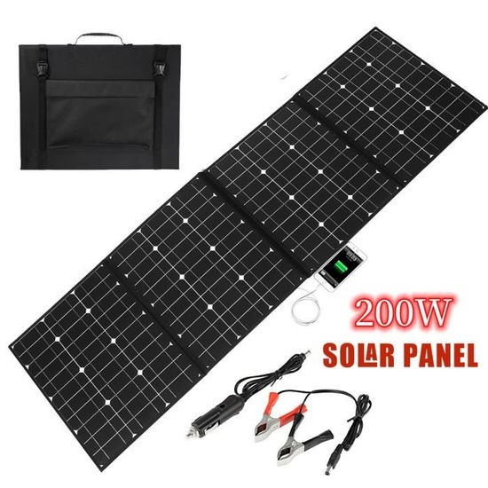 200W Kit Panneau Solaire Pliable Portable monocristallin pour la Plupart des Power Station ...