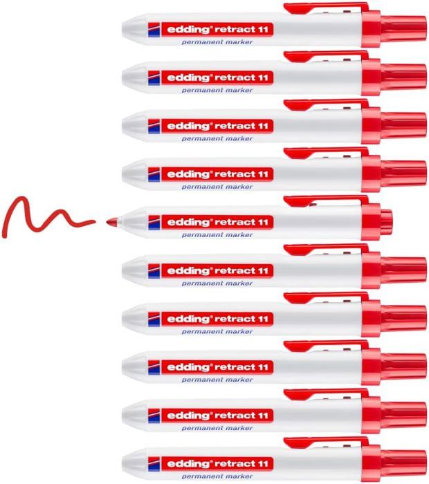 Marqueur permanent rouge 10 stylos Pointe ronde 1,5-3 mm Imperméable ...