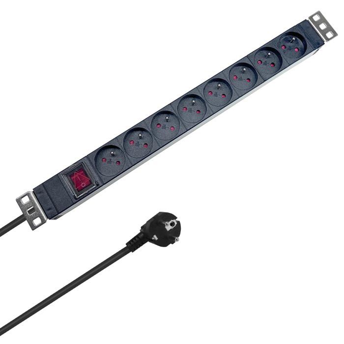 Multiprises Bandeau 8 Prises Rackable 19" Avec Interrupteur,Cordon 1 ...