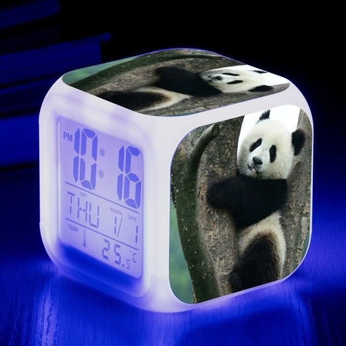 Montre-réveil Led 7 couleurs LCD, impression 3D Panda Animal ...