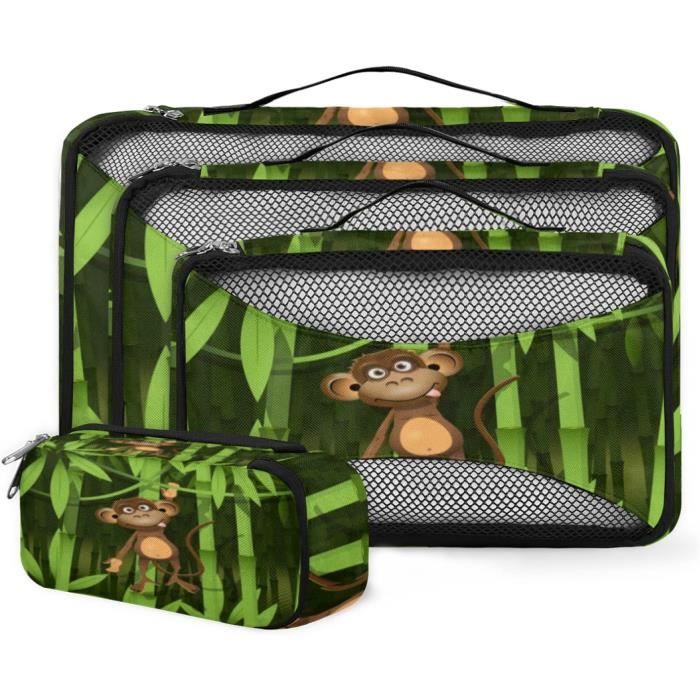 Funny Monkey Lot De 4 Cubes De Rangement En Bambou Pour Bagages ...