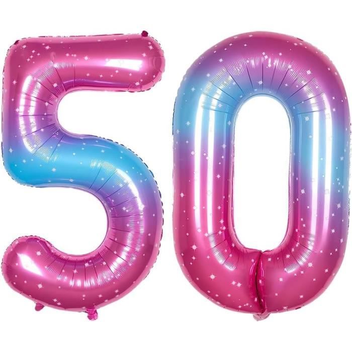 40 Pouces Foil Ballons Chiffre 50 Rose-Bleu (101Cm), Gonflable Hélium ...