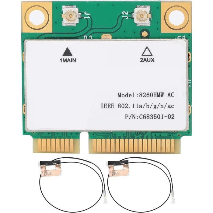 Carte réseau sans Fil, Carte Wi-FI Double Bande Gigabit 2.4G - 5G, antenne intégrée Mini PCI ‑ E ...