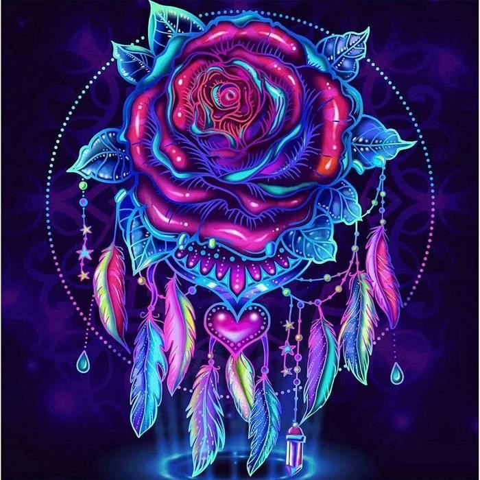 Tableau Diamant 5D - Diamond Painting - Fleur magique - 30x30cm ...