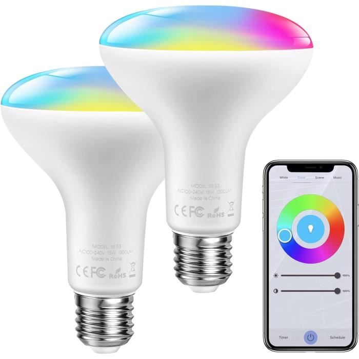 Wifi Led Smart Bulb E27, Rgb Ampoule Connectee Alexa 13W 1300Lm, Compatible Avec Alexa-Google ...